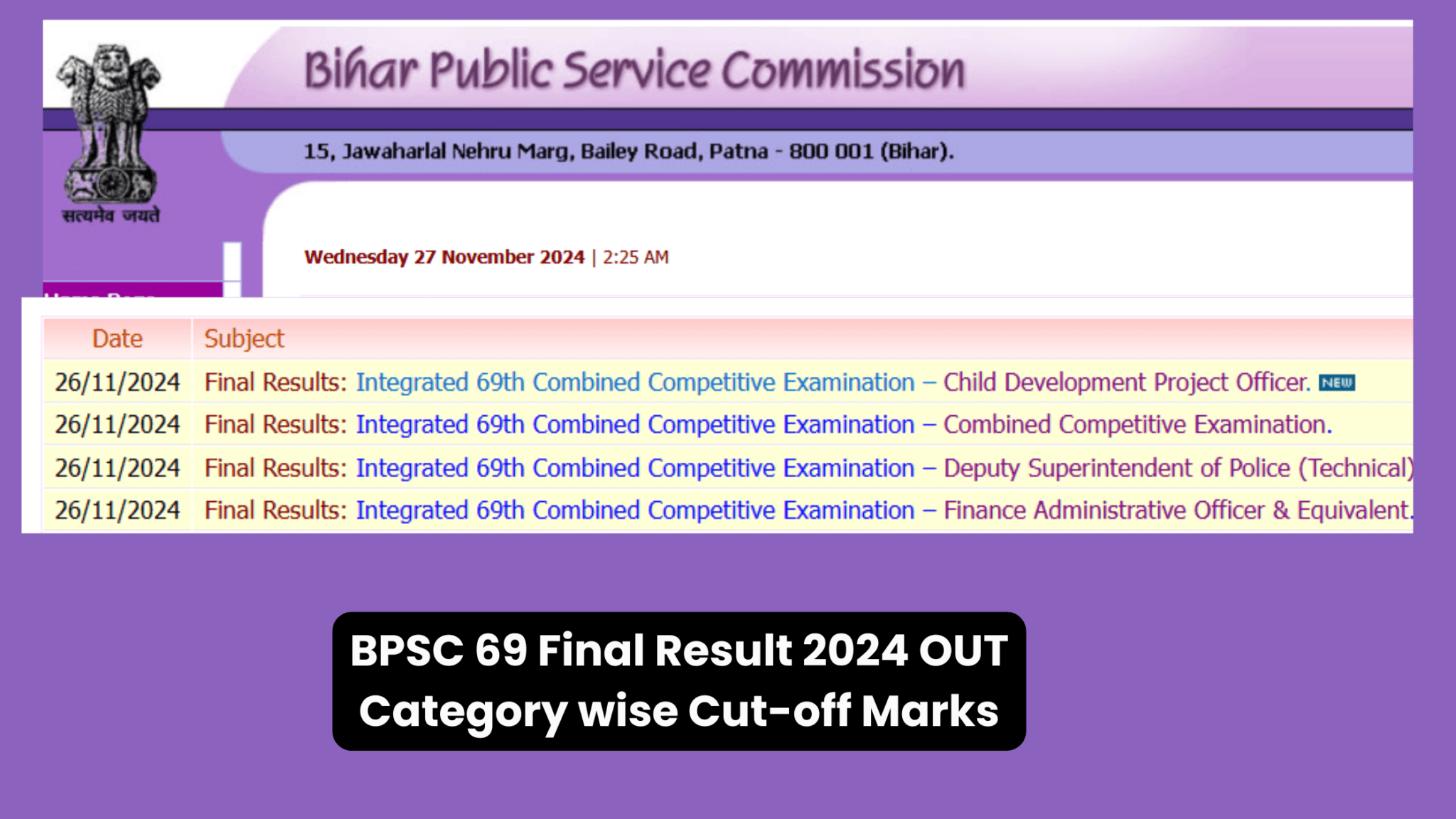 BPSC 69 Final Result 2024 [OUT] at bpsc.bih.nic.in: Check Result PDF ...