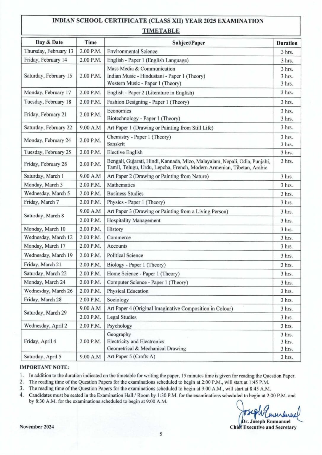 ICSE ISC Board Class 10th & 12th Exam 2025 Date Sheet [Out]: Check ...