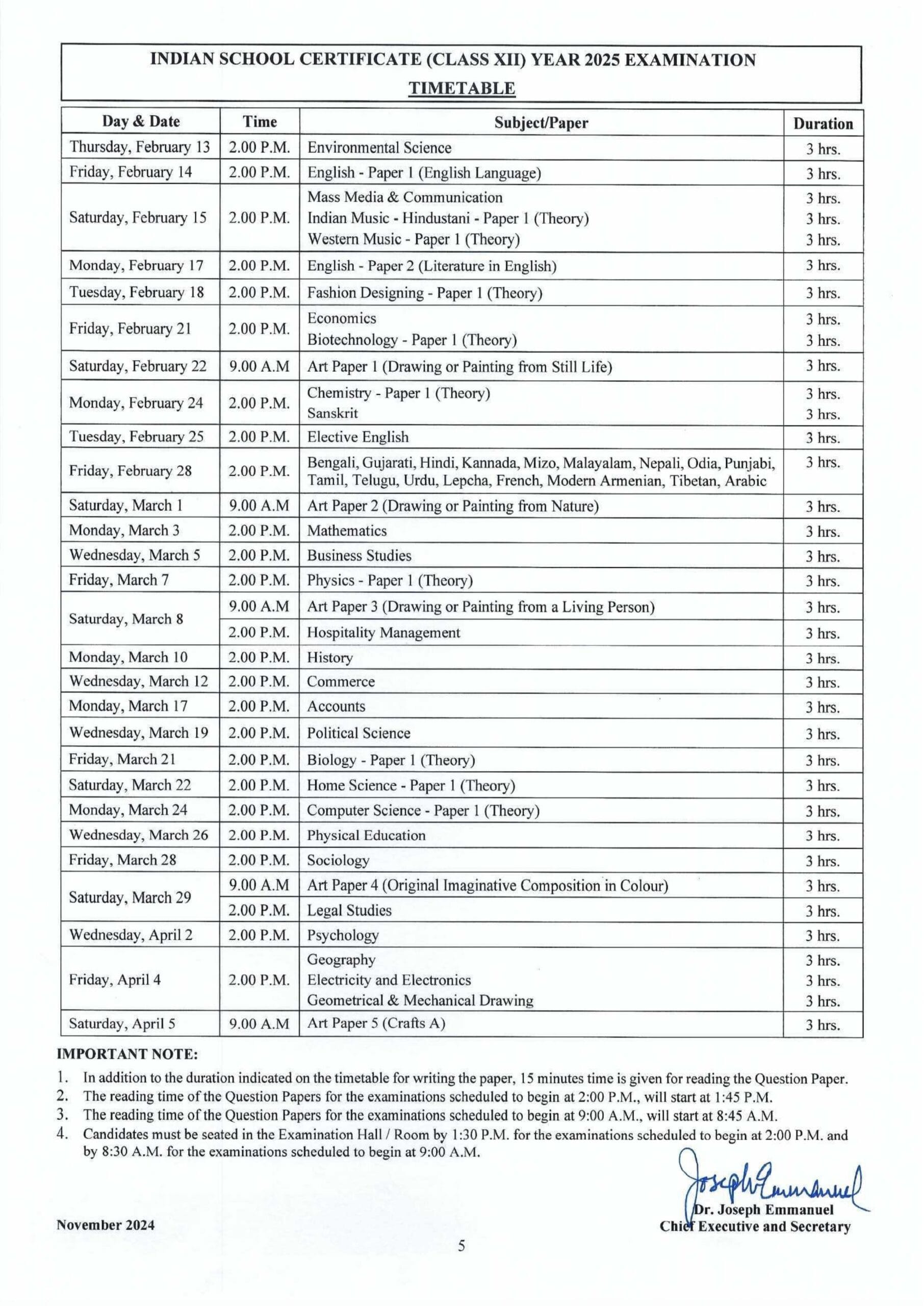 ICSE ISC Board Class 10th & 12th Exam 2025 Date Sheet [Out]: Check ...
