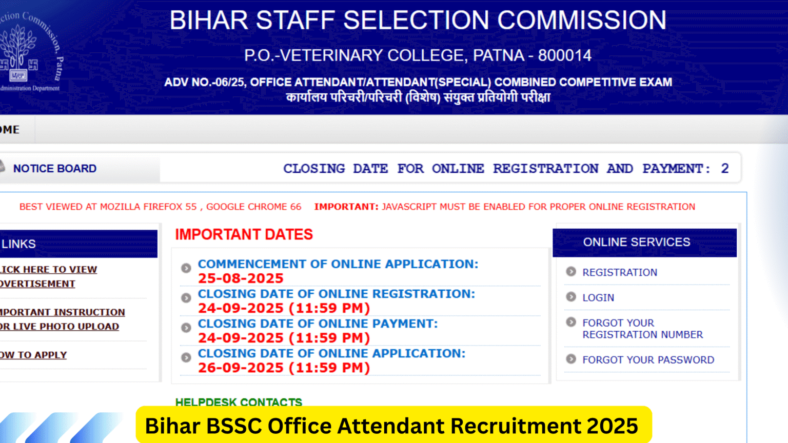Bihar BSSC Office Attendant Recruitment 2025: Apply Online for 3727 Posts