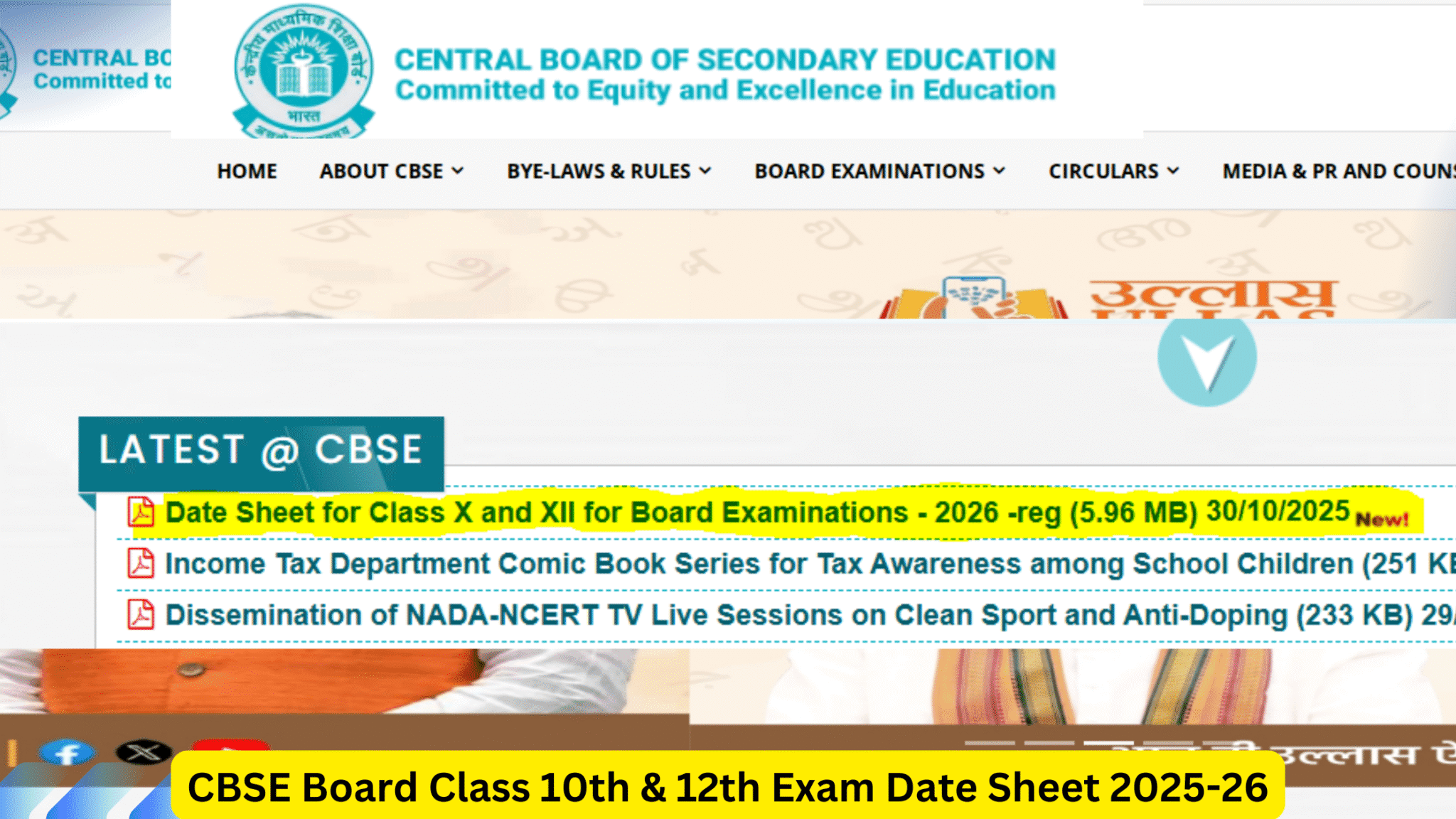 CBSE Board Class 10th & 12th Exam Date Sheet 2025-26 [Out]: Check ...