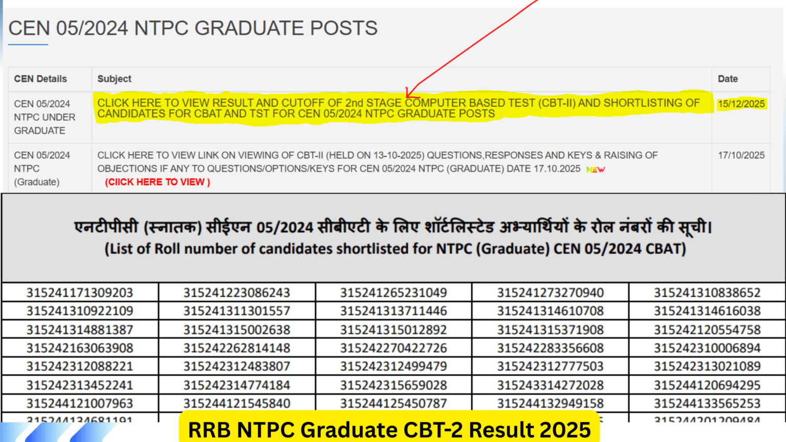 RRB NTPC Graduate CBT-2 Result 2025 [OUT]: Download Result & Cutoff for ...