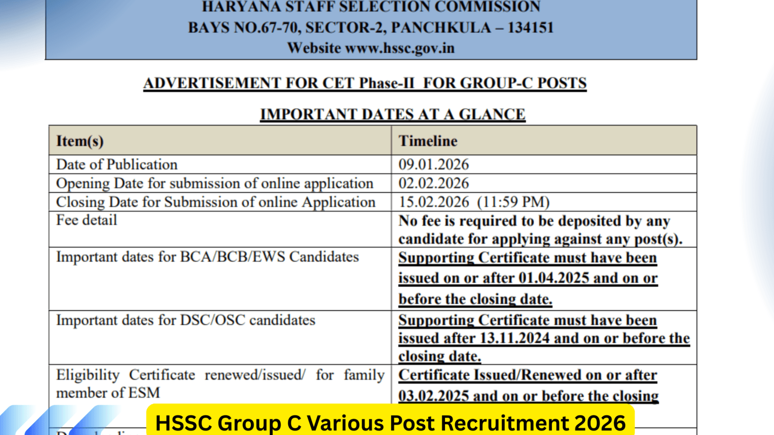 HSSC Group C Various Post Recruitment 2026: Apply Online Now for 1353 Posts
