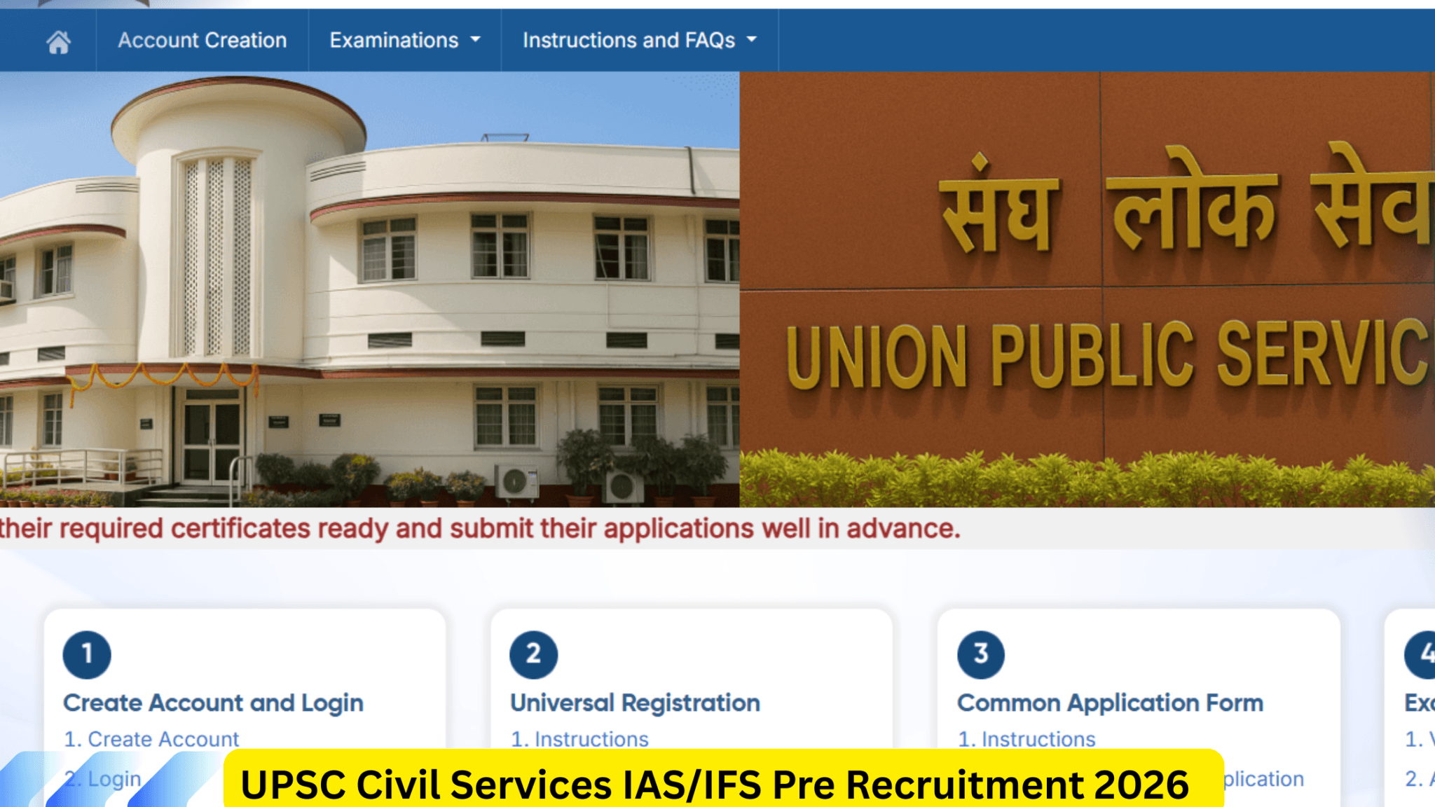UPSC Civil Services IAS/IFS Pre Recruitment 2026: Apply Online Now for ...